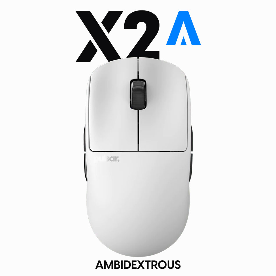 Pulsar X2A Ultralight Wireless Ambidextrous Gaming Mouse (White ...