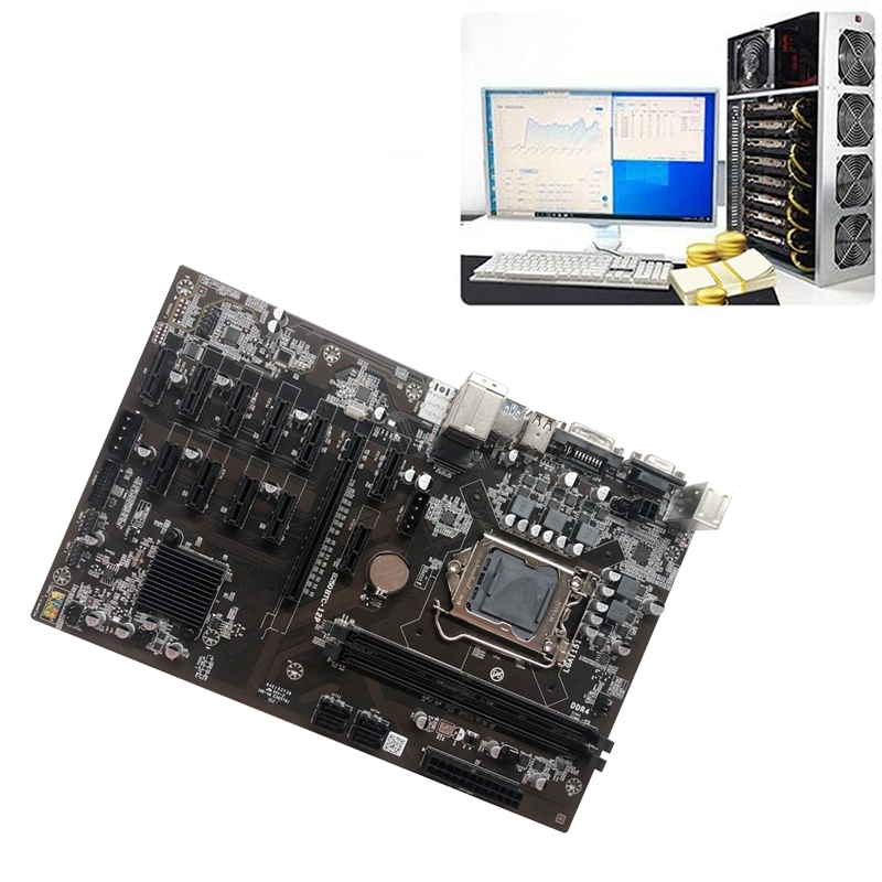 BTC B250 Mining Motherboard with SATA Cable LGA 1151 12XGraphics Card Slot DDR4 USB3.0 SATA3.0 ...