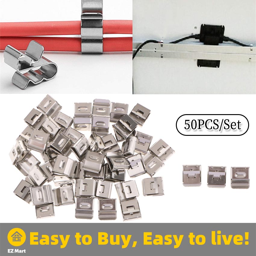 50Pcs Solar Cable Clip PV Wire Clip Stainless Steel Solar Cable ...
