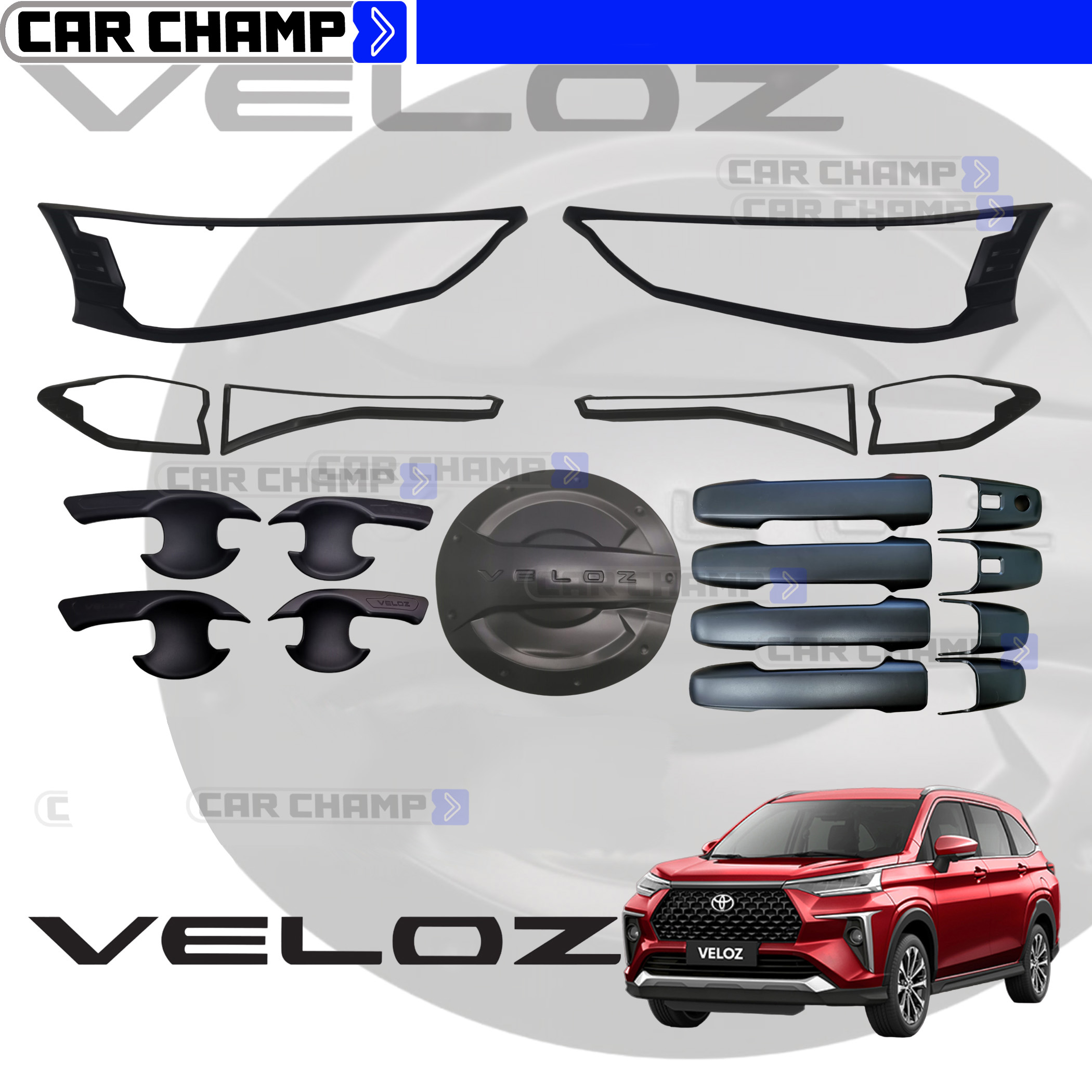 Toyota Veloz 2022 to 2024 Garnish Cover Combo Set Matte Black / Chrome ...