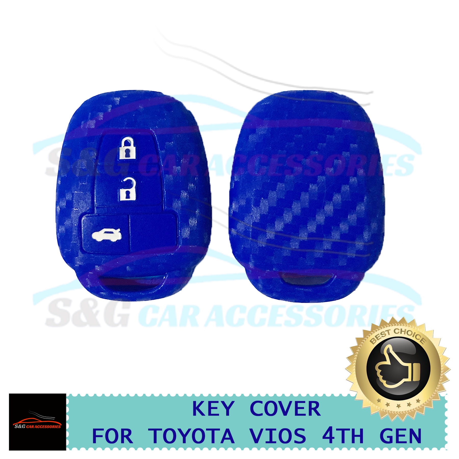 Carbon Fiber Silicone Car Key Remote Cover for Toyota Vios 2015, 2016 ...