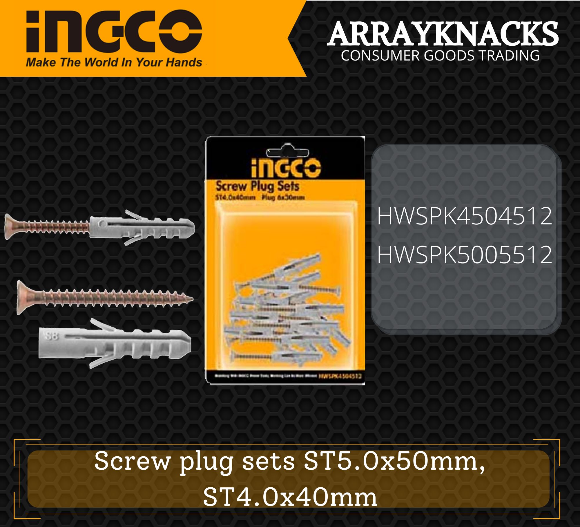 INGCO Screw plug sets ST5.0x50mm/ST4.0x40mm | HAND TOOLS | Lazada PH