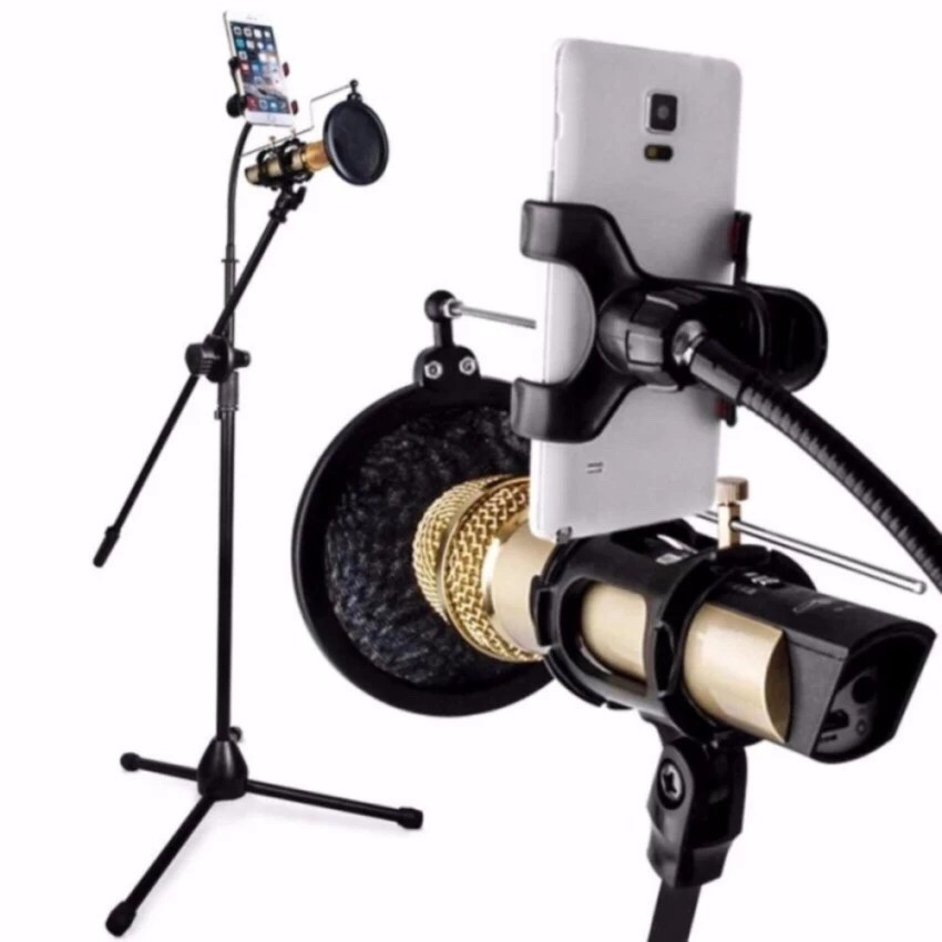 Pro Metal Microphone Stand 360° Rotating Phone Holder | Lazada PH