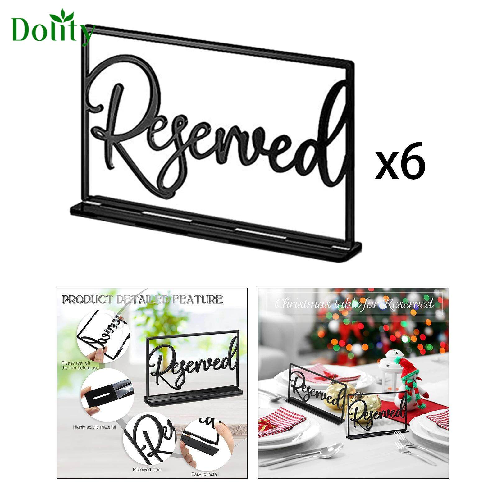 Dolity 6Pcs Reserved Table Signs Tabletop Reservation Stand for Wedding ...