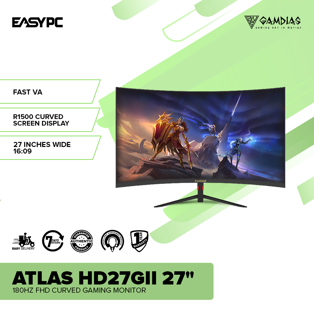 EasyPC | Gamdias Atlas HD27CG / HD27G 27" VA 165hz Curved / HD27GII 27 ...