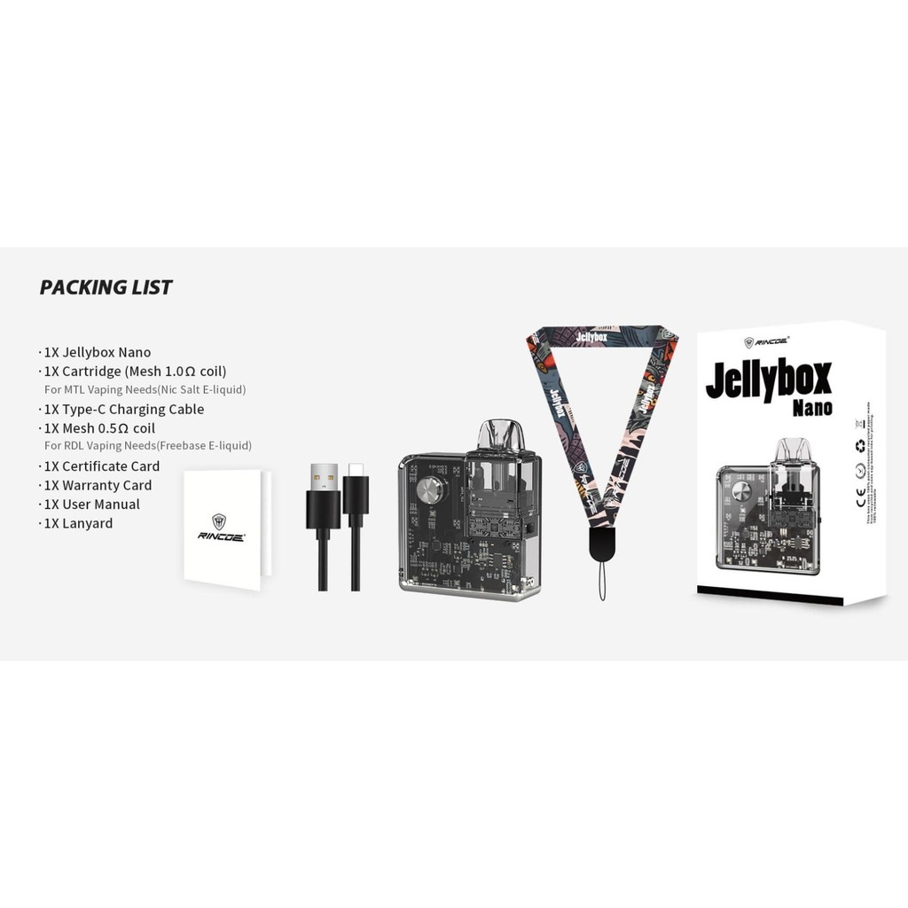 Original Rincoe Jellybox Nano Pod System Kit 30W Built-in 1000mAh ...