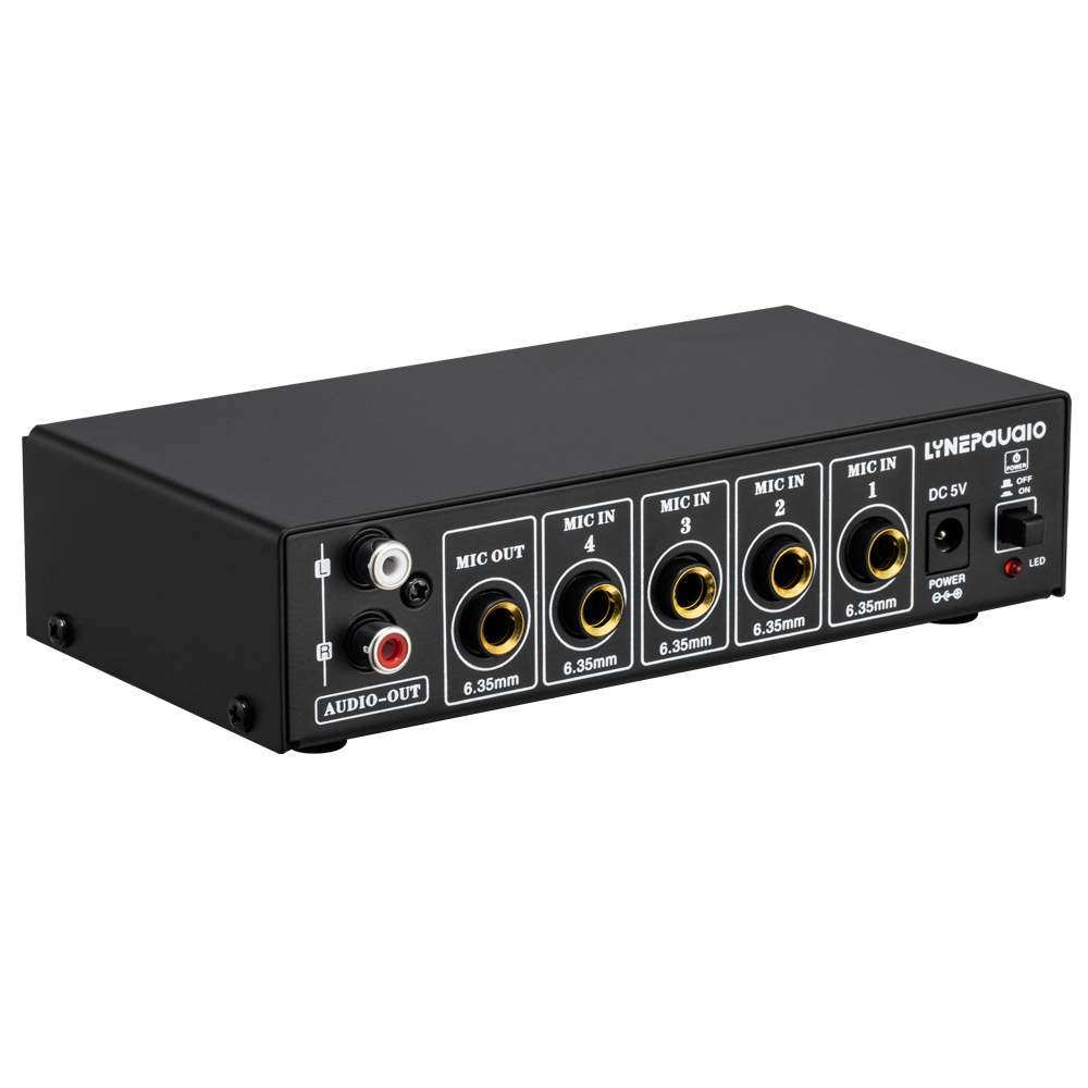 4-Channel Microphone Mixer Support Stereo Output Mini Audio Mixer with ...