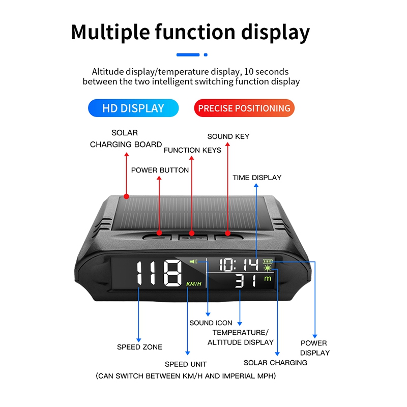 X98 Universal HUD Car Solar Digital Meter GPS Speedometer Overspeed ...