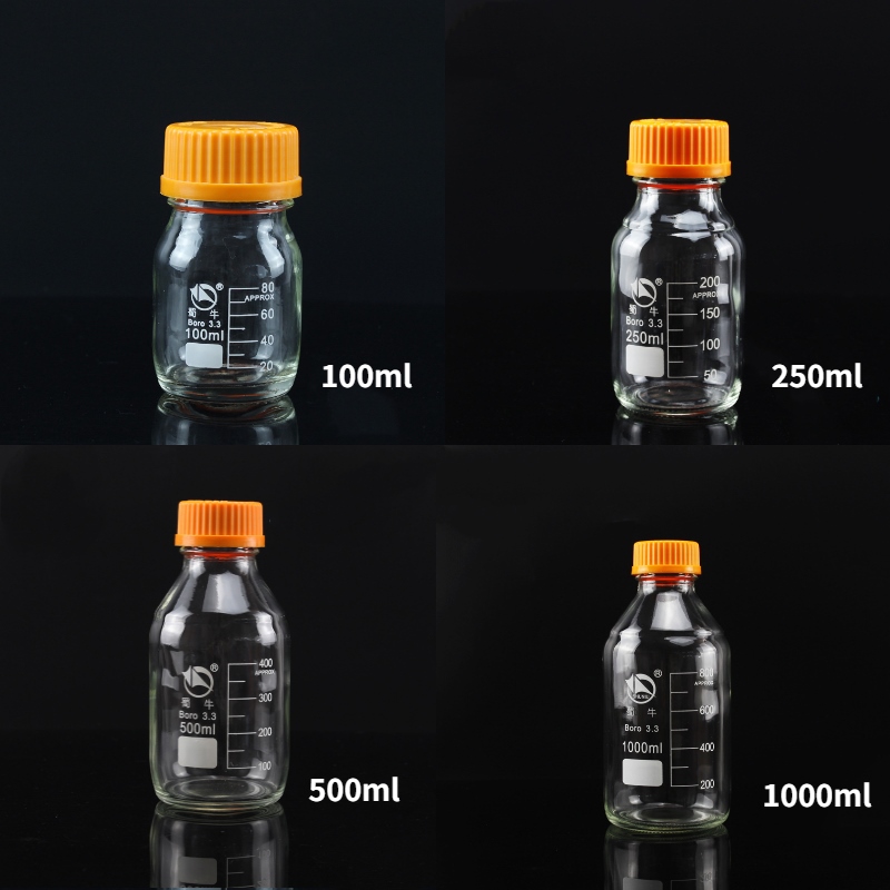 【CW】 Yellow Screw cap Reagent Bottle 100/250/500/1000ml Scale Lab ...