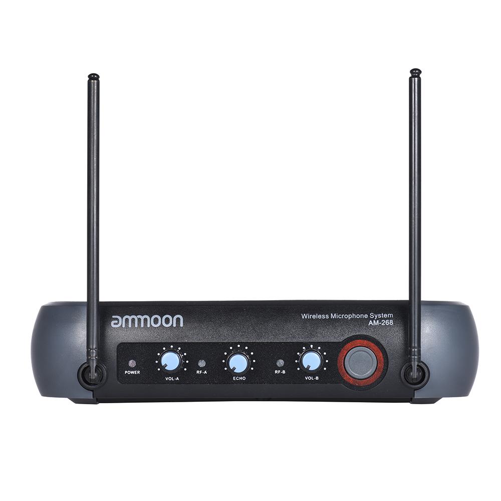 ammoon Dual Channel VHF Wireless Handheld Microphone System with Echo ...