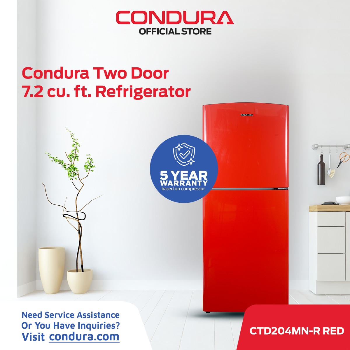 Condura Direct Cool Two Door DC 7.2 CSL MN STD Red Refrigerator | Lazada PH