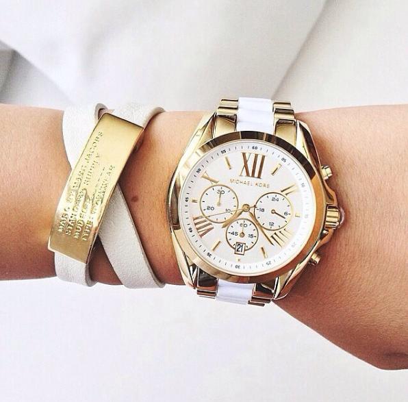 Michael Kors Bradshaw Chronograph White Dial Two-tone Women's Watch ...