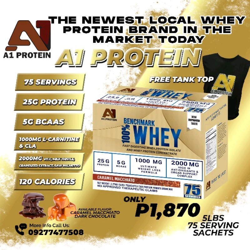 A1 Protein Benchmark Whey 5lbs 75 serving sachets | Lazada PH