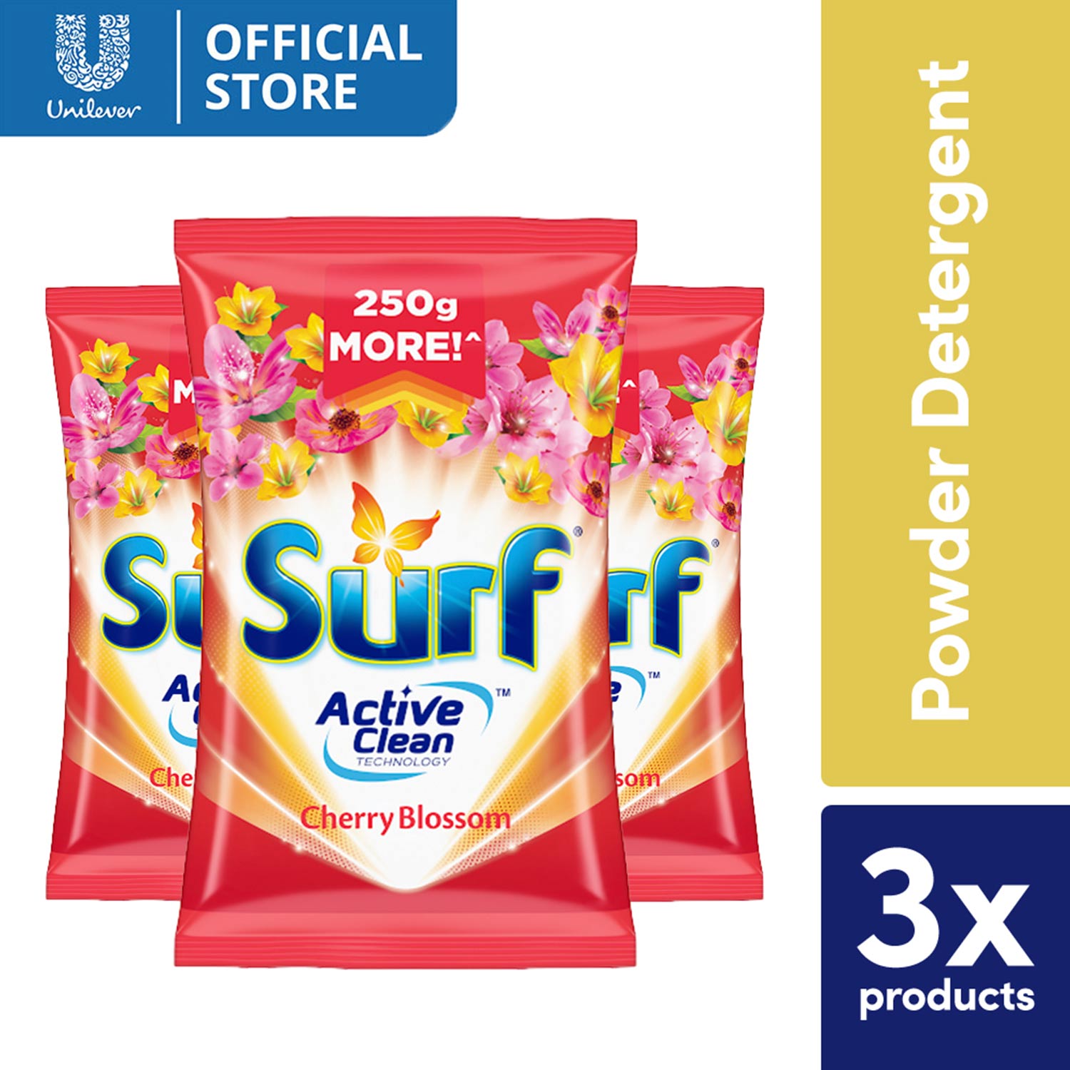 [BUNDLE OF 3] Surf Cherry Blossom Laundry Powder Detergent 1.1KG Pouch ...