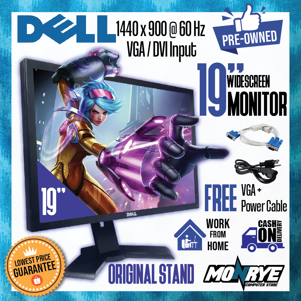Monitor - Dell 19 Inches IPS/LED Monitor - DVI/VGA INPUT - FREE ...