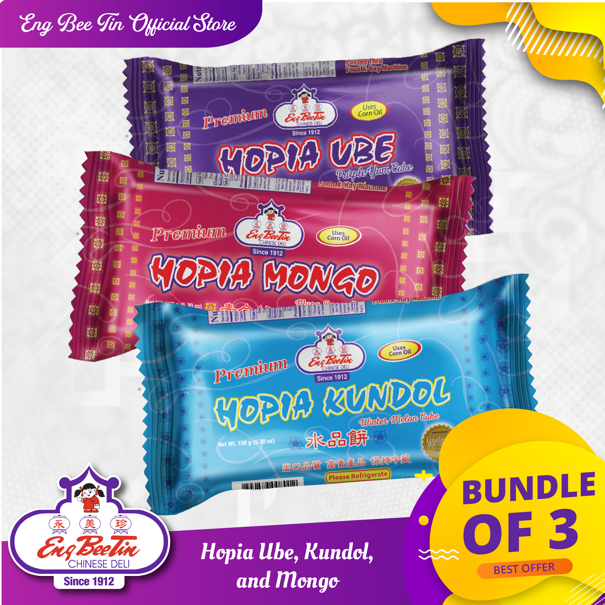 Eng Bee Tin Hopia Classics Bundle (Kundol, Mongo, Ube) | Lazada PH