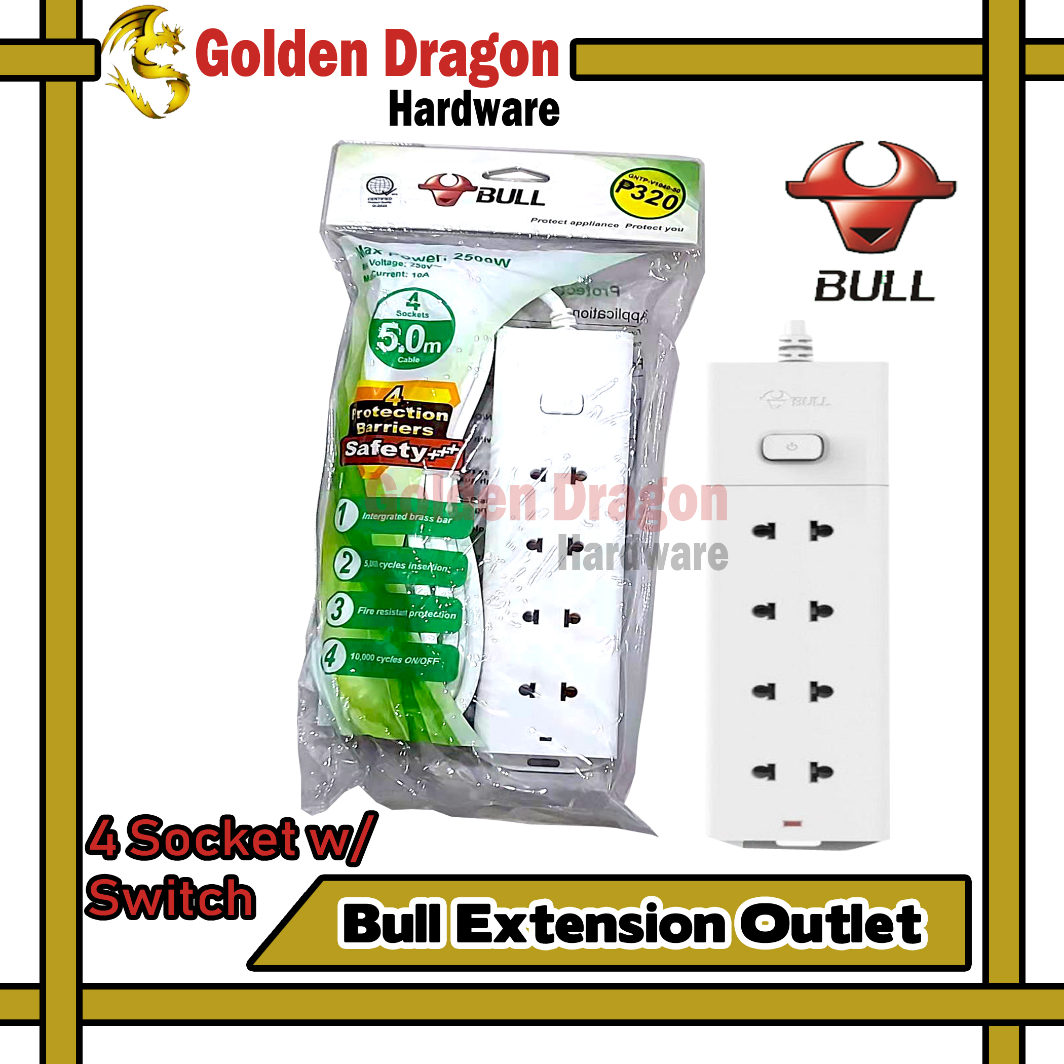 Bull GNTP-V1040-3 4g Extension Cord 3m | Lazada PH