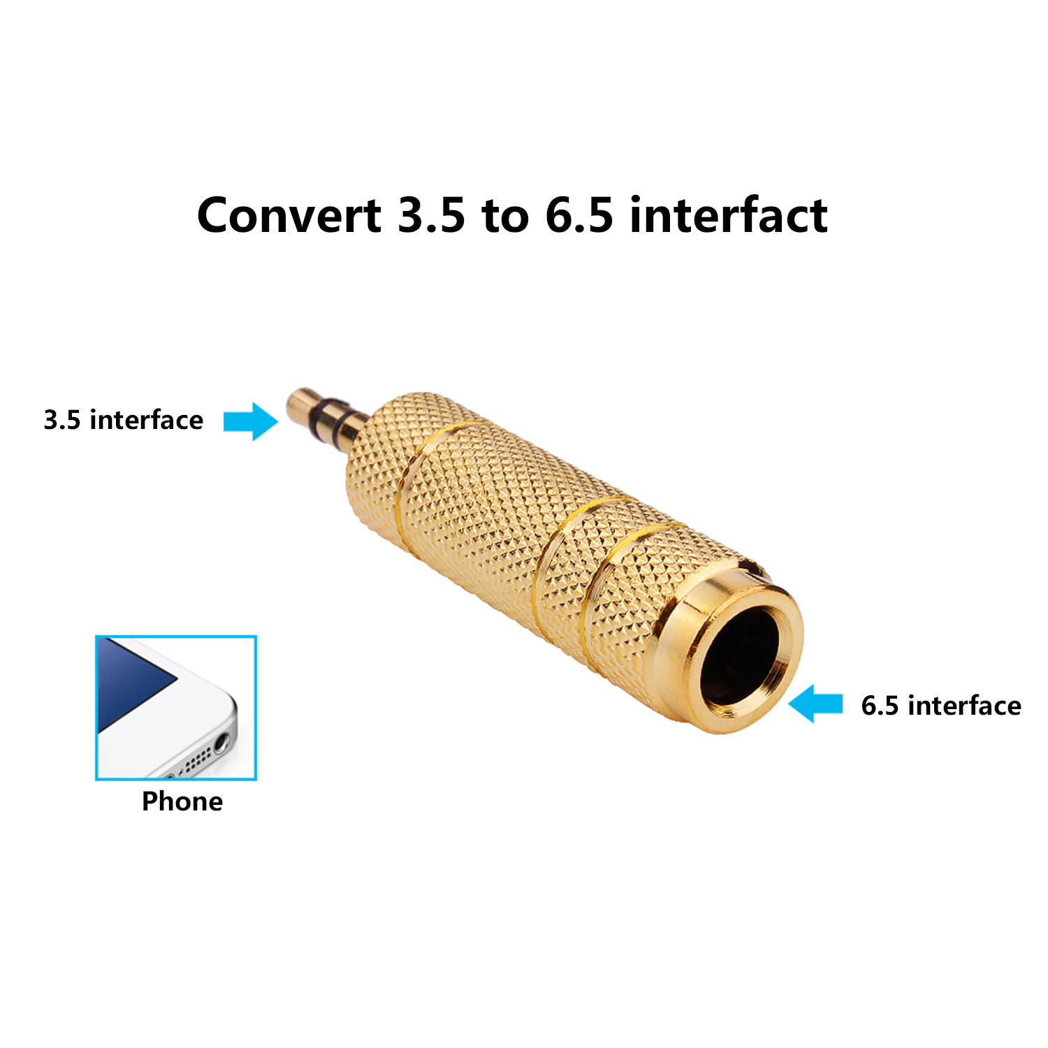 Original 2pcs/set 3.5mm to 6.5mm 6.35mm Male to Female Audio Adapter 6. ...