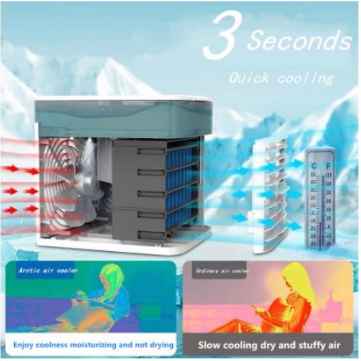 Original Japan Arctic air ultra Air cooler mini desktop air conditioner ...