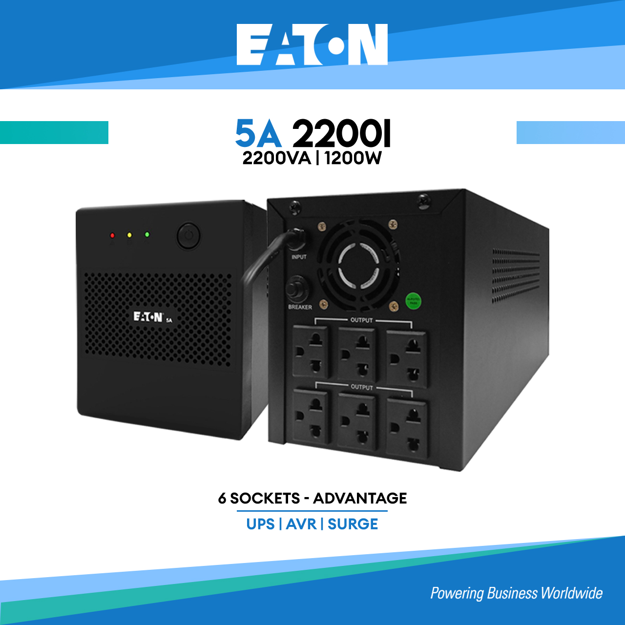 Eaton 2200VA-1200W Uninterruptible Power Supply, 5A2200I-NEMA ...