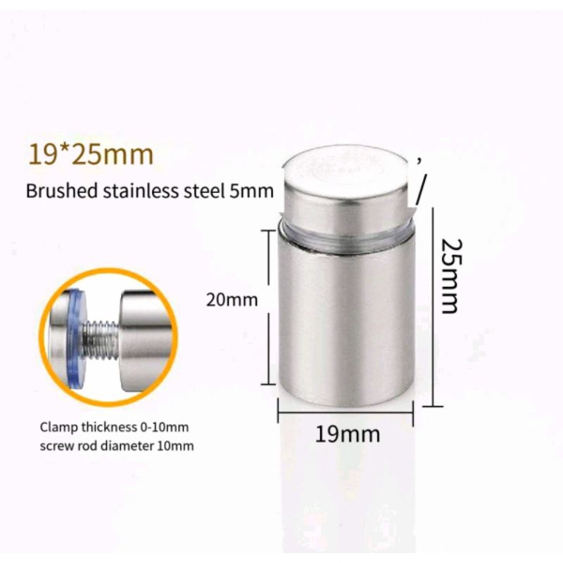10Pcs Stainless Steel Advertising Nail Bolt Glass Bolt Sign Board ...