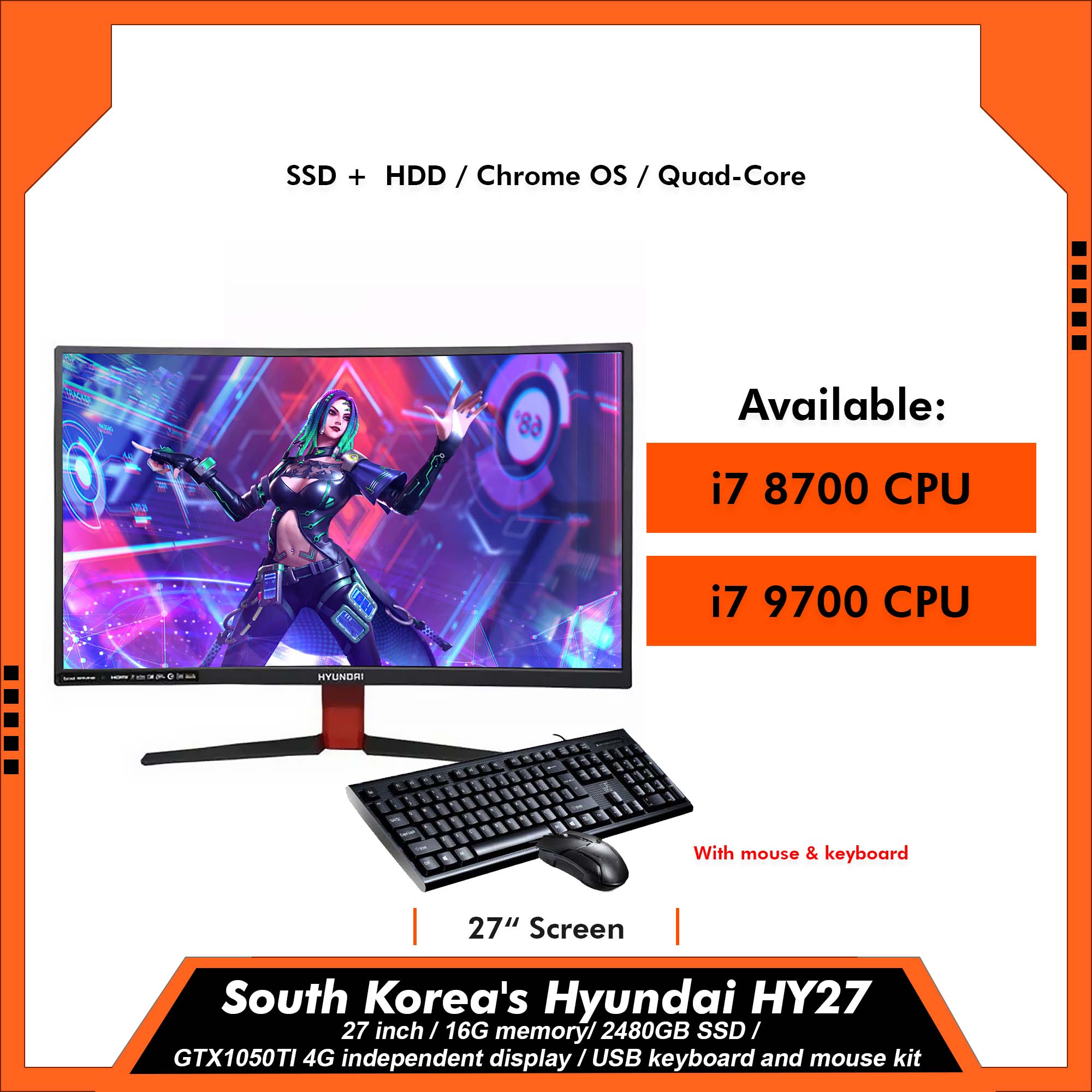 Computer Desktop Hyundai HY27 / 27 inch /16G memory/480G SSD/GTX1050TI ...