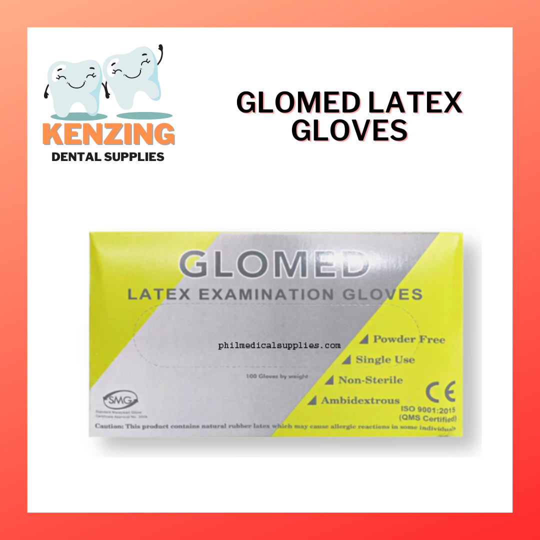 GLOMED Latex Examination Gloves (50 Pairs or 100 pcs/box | Lazada PH