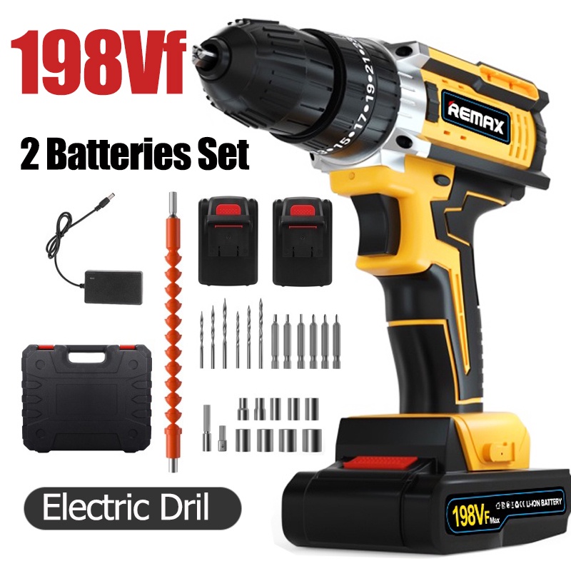 AKZ 198V Electric Cordless Drill Strong Drill 2 Speed Rechargeable ...