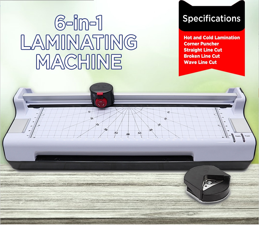 FMP 6in1 Hot/Cold Laminator Machine w/ Rotary Trimmer, Corner Rounder ...