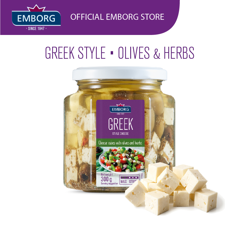 EMBORG Greek Style Cheese in oil w/Olives & Herbs 300g | Lazada PH