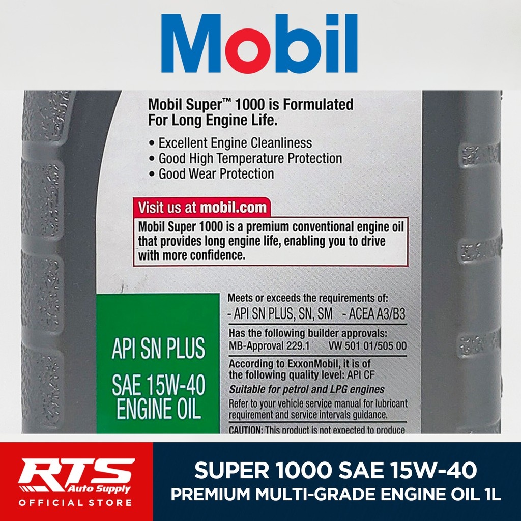 Mobil Super 1000 15w-40 Gasoline Engine Oil 1 Liter | Lazada PH