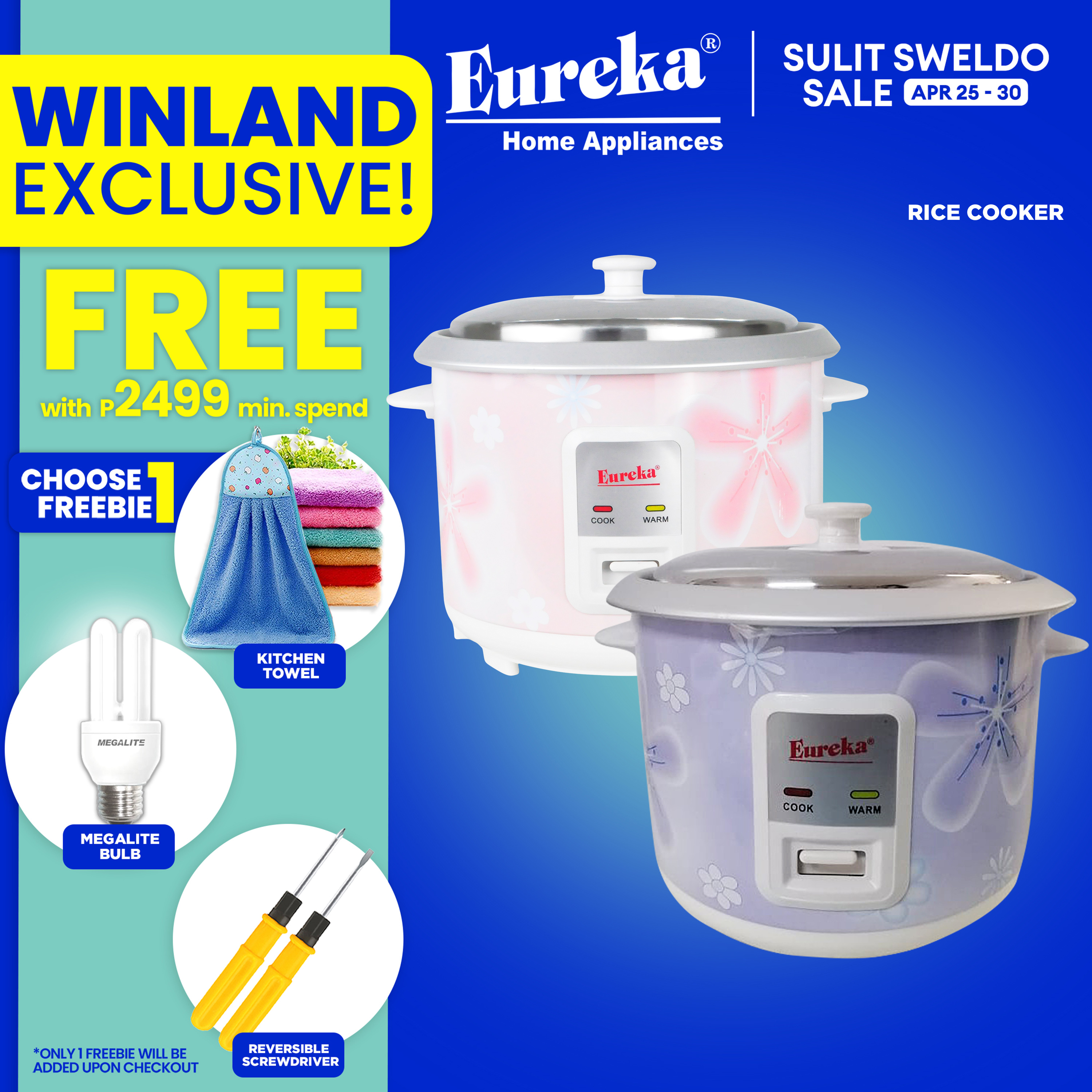 EUREKA by Winland Rice Cooker 1.8L serves 8-10cups without Steamer ERC ...