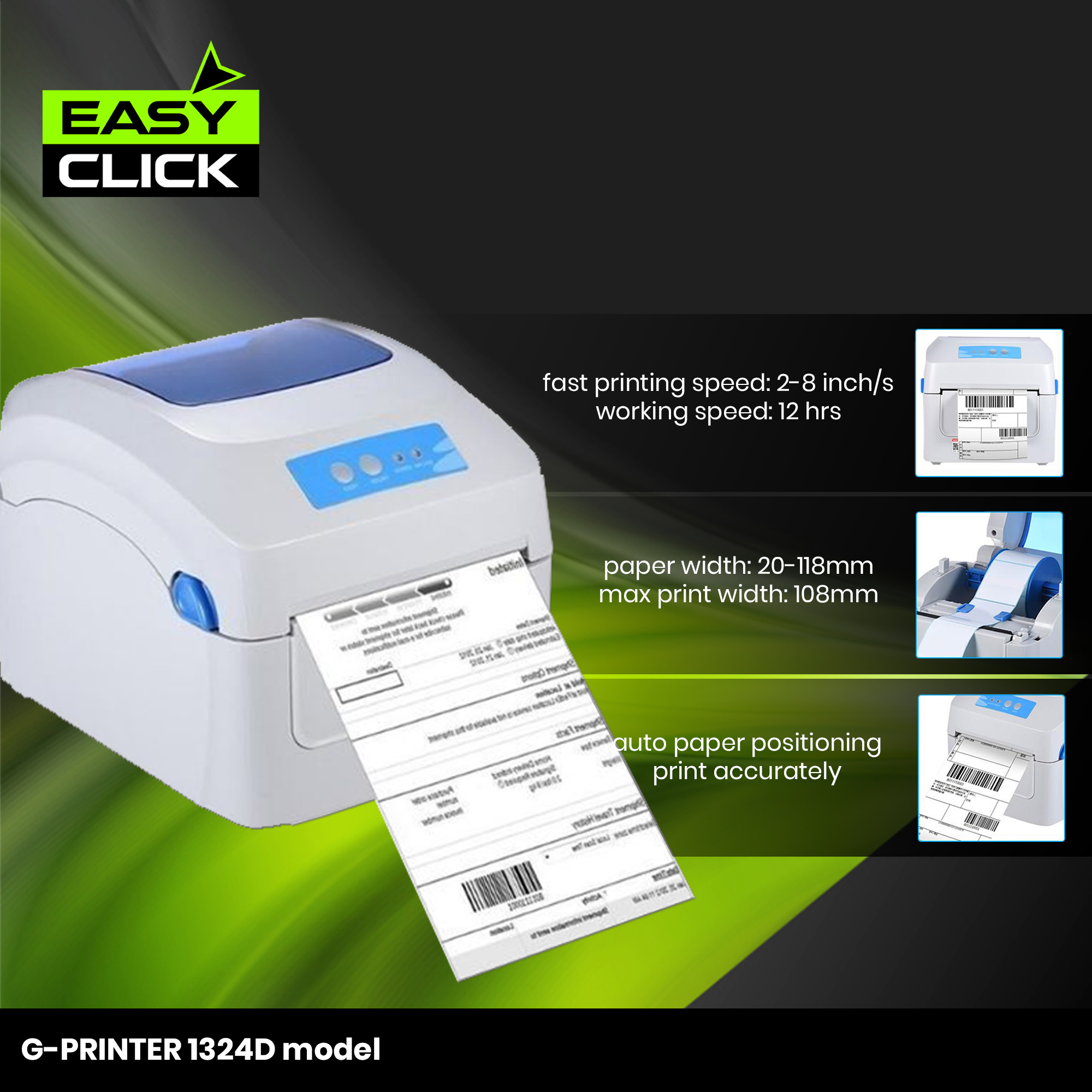 Thermal Barcode Printer Gprinter GP1324D - Thermal Printer Label ...