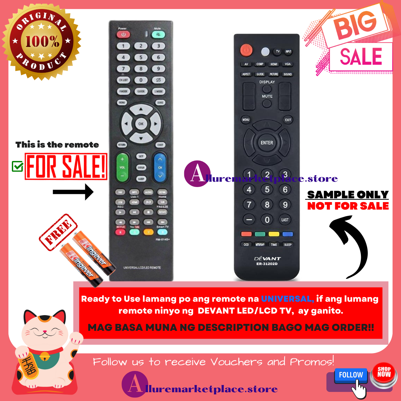 Ready to Use Universal TV Remote for Devant LED TV Universal Remote for ...