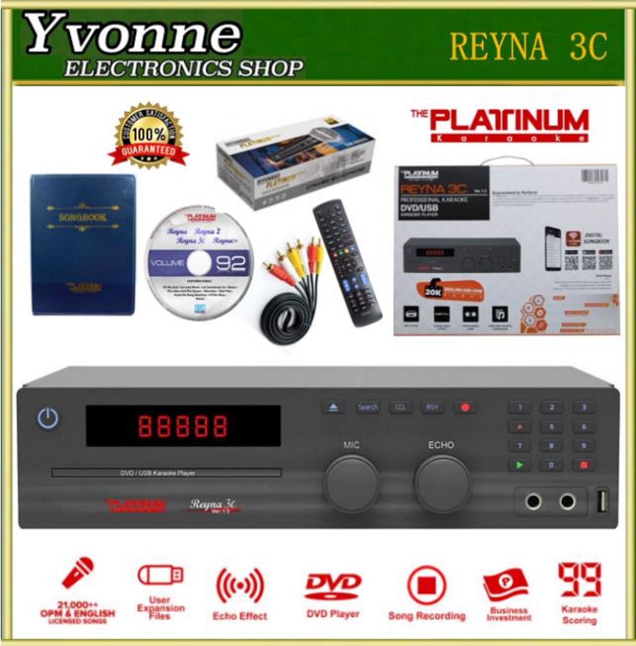 The Platinum Reyna 3C Karaoke Player Free wired mic -VOLUMER 92 UPDATED CD | Lazada PH