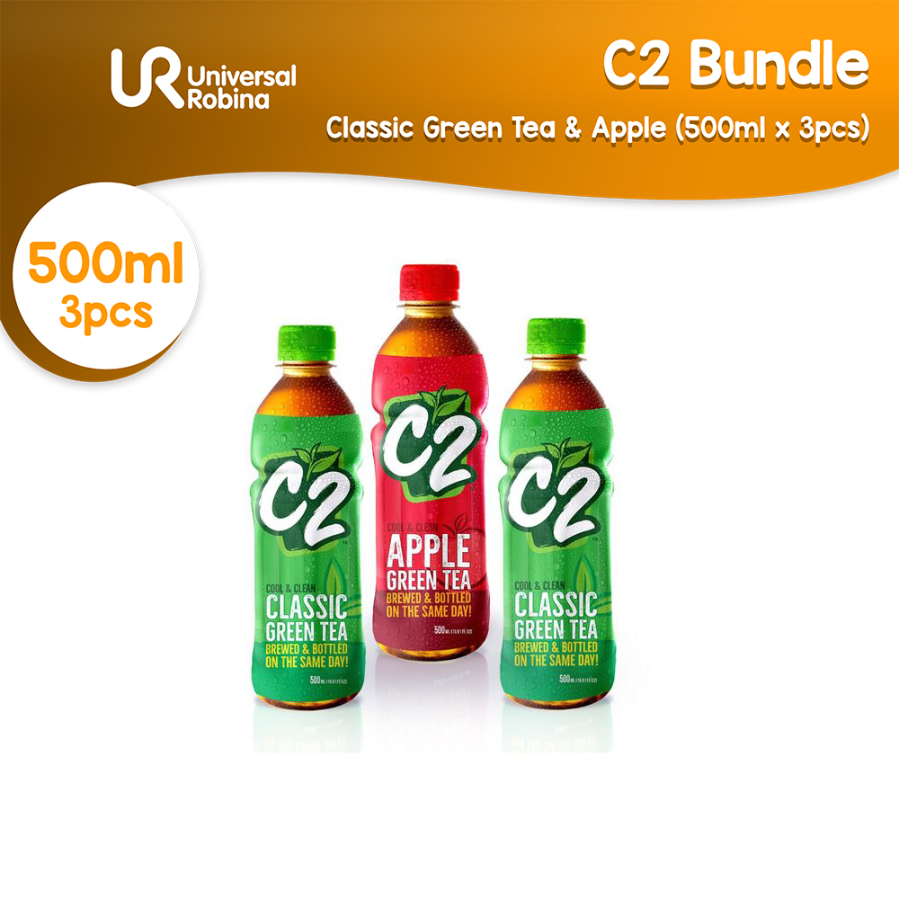 2 x C2 Classic Green Tea (500ml) and 1 x C2 Apple (500ml) | Lazada PH