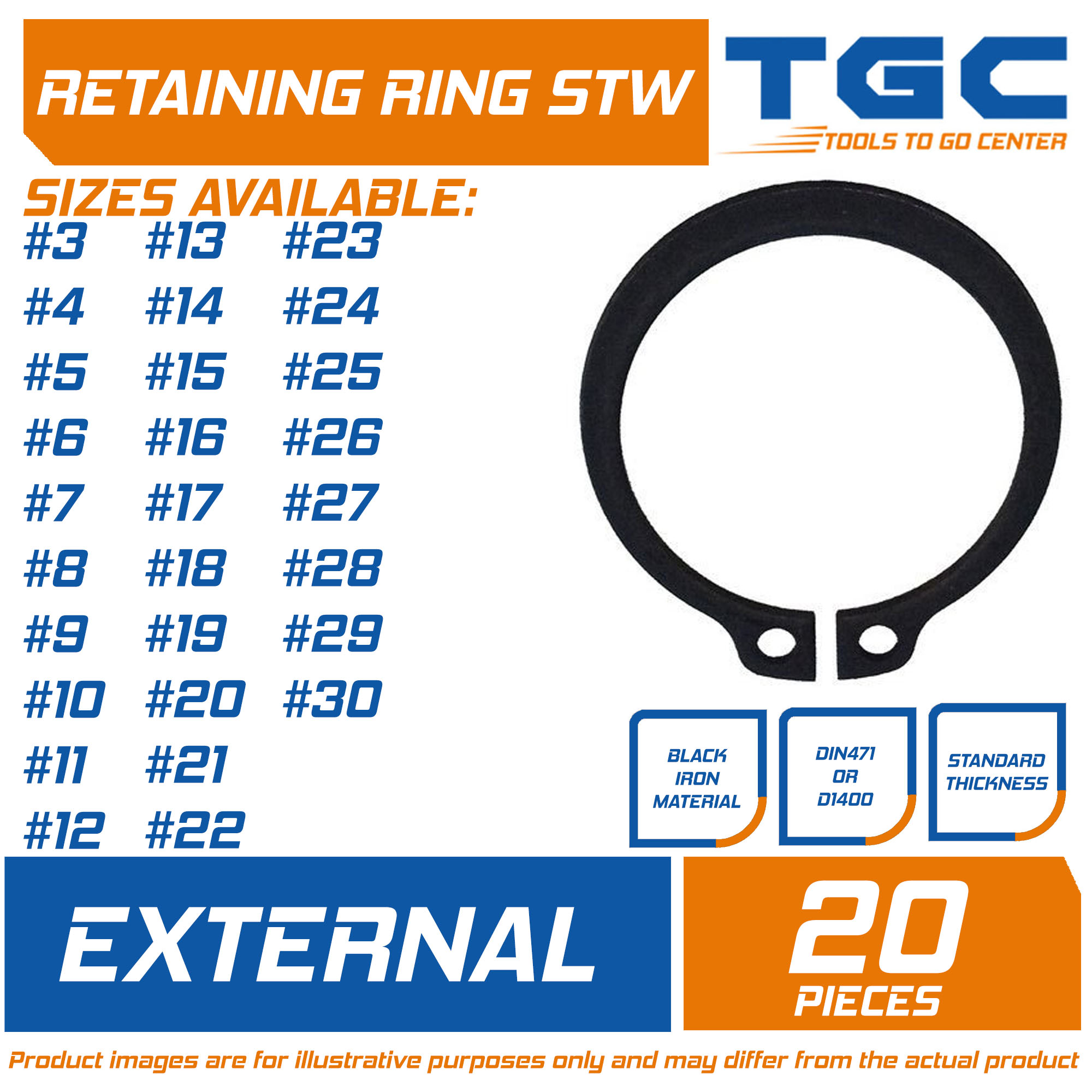 20PCS SMALL from 3 up to 30 Retaining Ring External STW Snap Ring ...