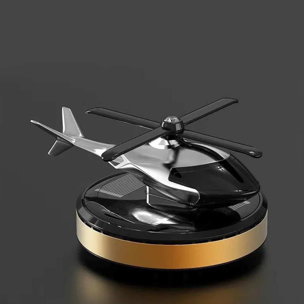 【cw】Car Air Freshener Rotating Helicopter Aeroplane Perfume Solar Power ...
