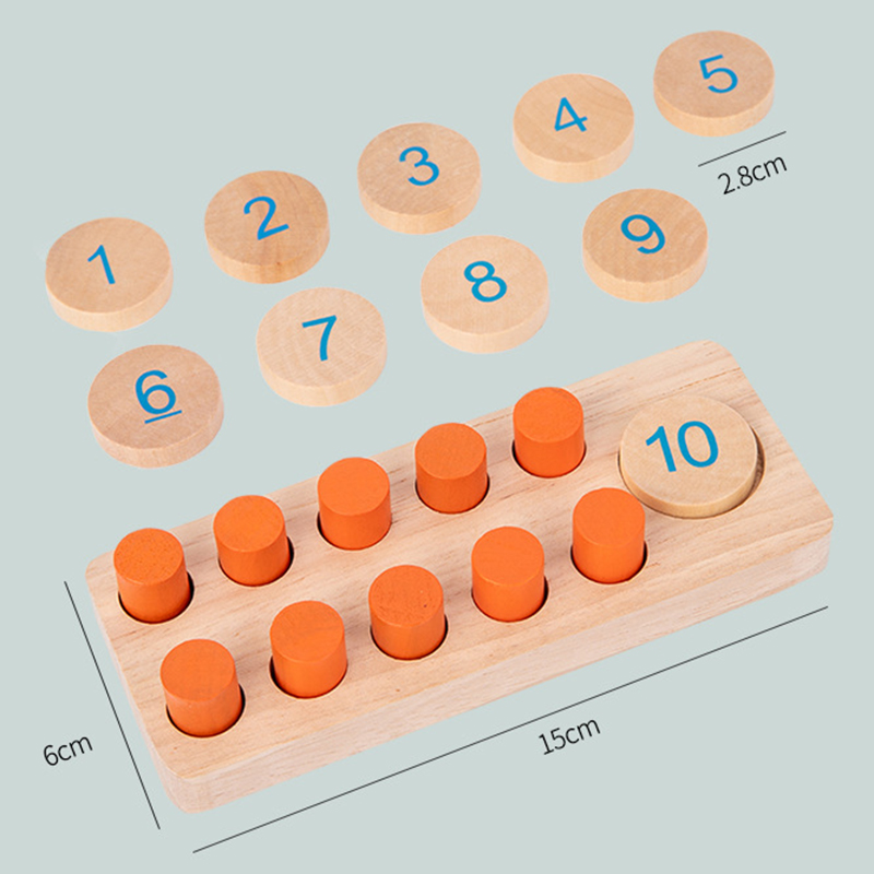 Kids Montessori 1-10 Numbers Counter Wooden Math Toy Learning Digital ...