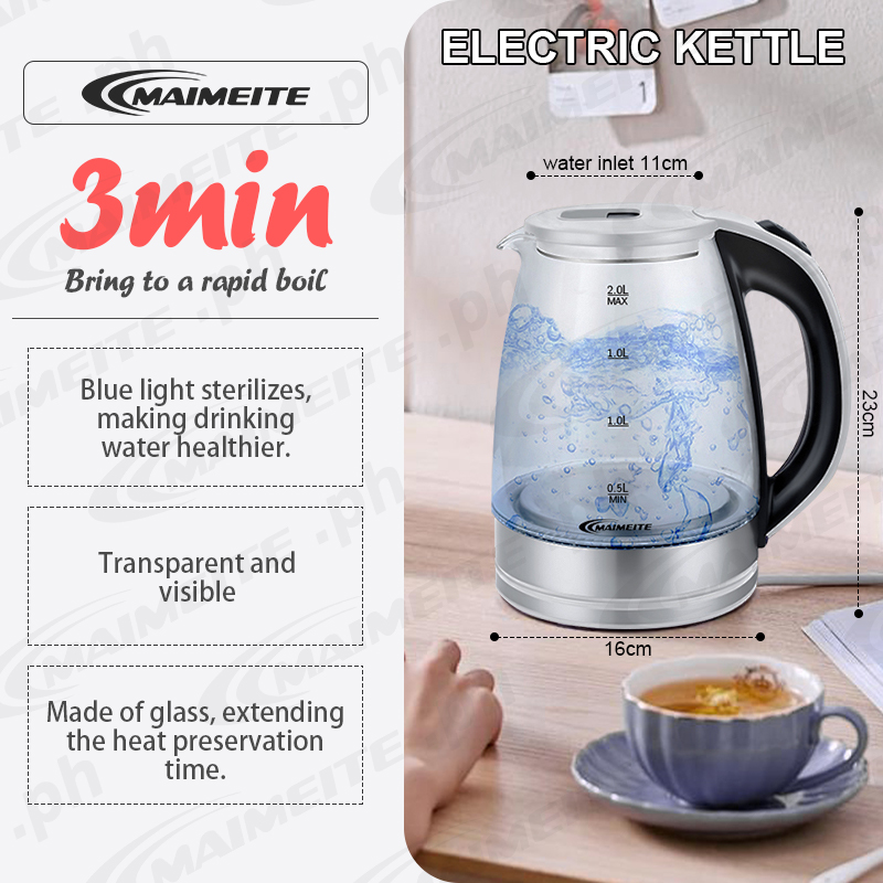 MAIMEITE Electric Kettle 2L 2200w High Power Fast Heating Home Safety ...
