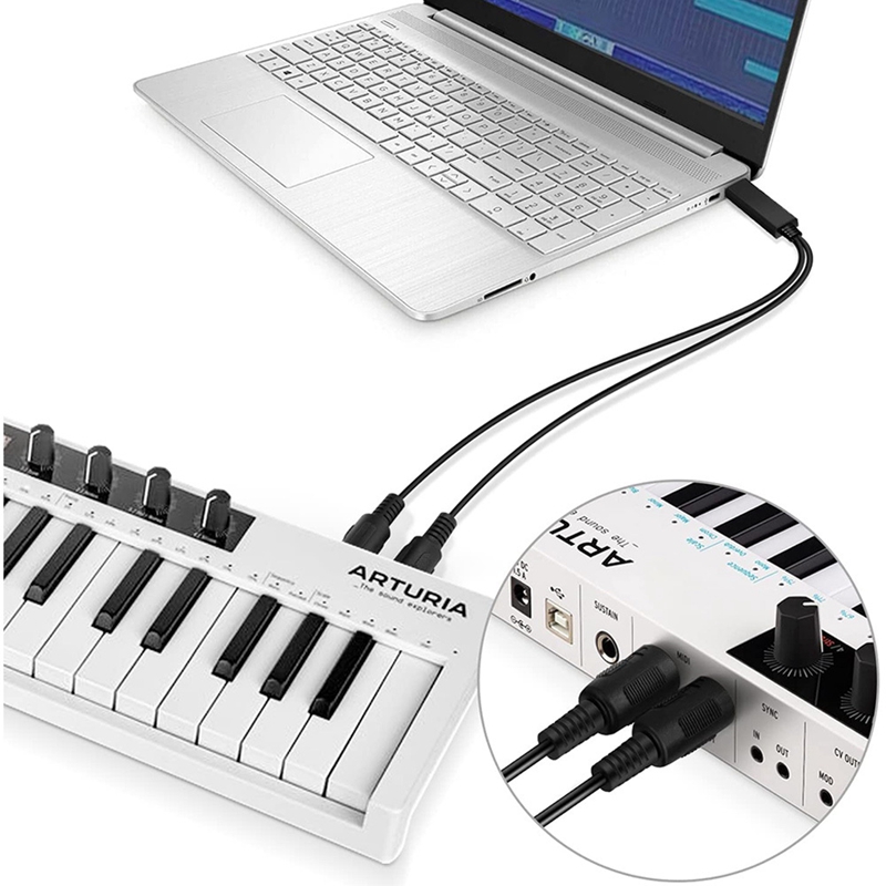 USB MIDI Cable Converter USB Interface to In-Out MIDI Cord Works for PC ...