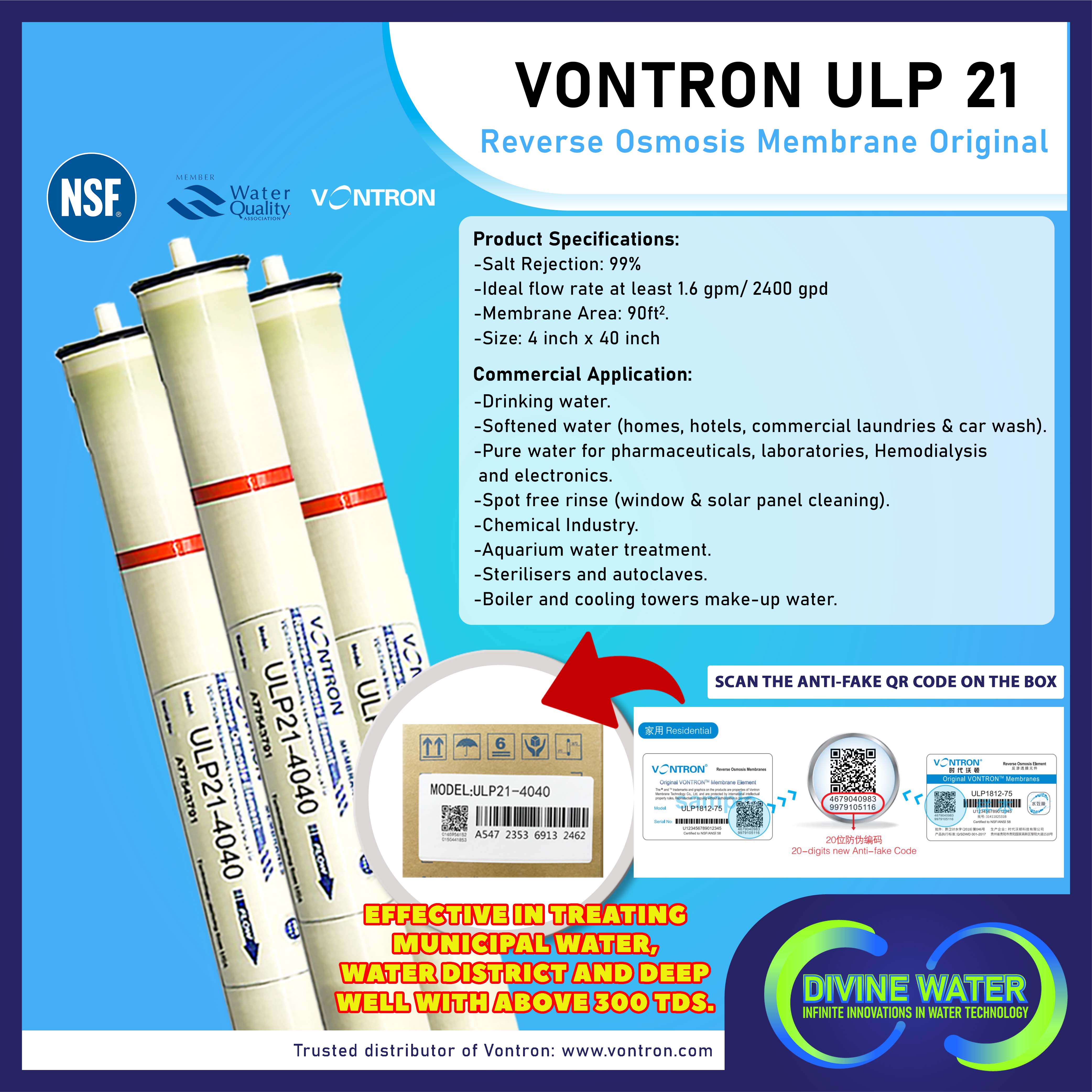 Vontron ULP 21 4040 Reverse Osmosis membrane ( original with verifiable ...