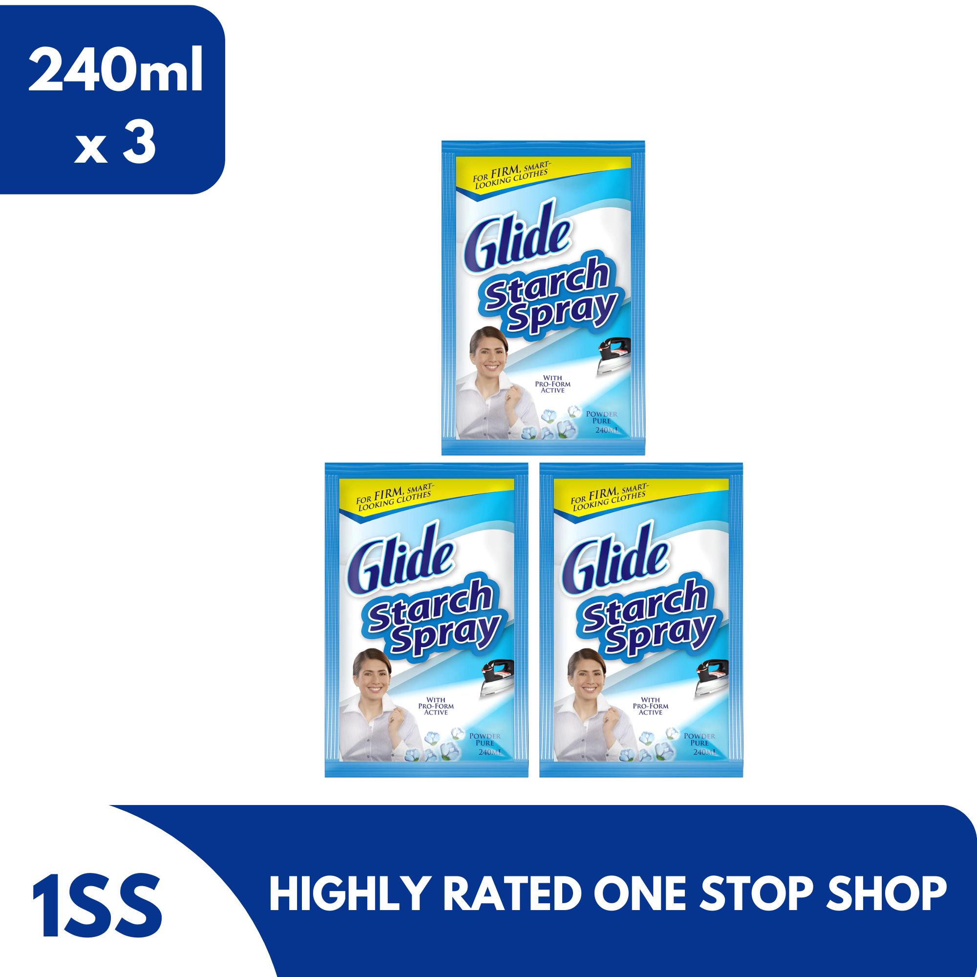 Glide Starch Spray Powder Pure, 240ml set of 3 | Lazada PH
