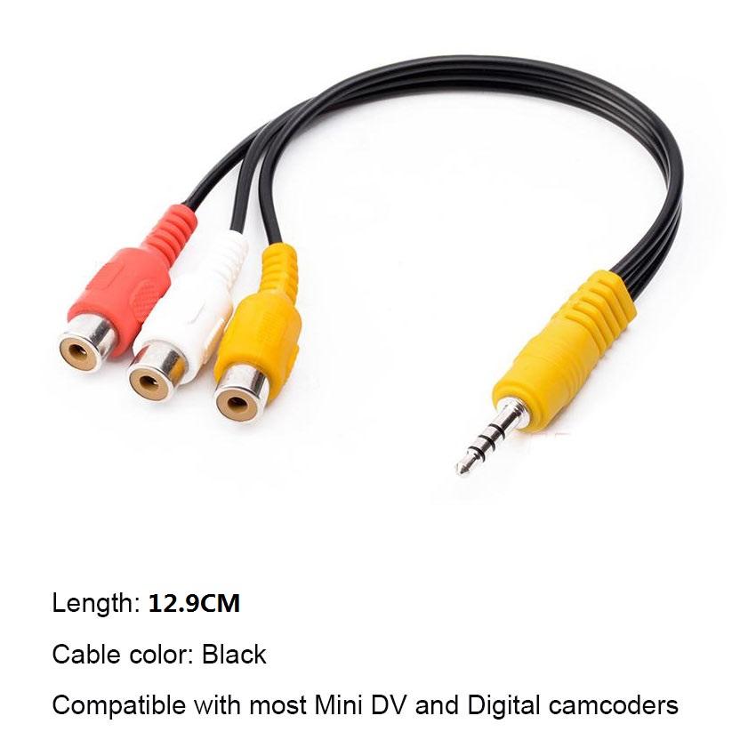 3.5mm Mini Aux Male Stereo To 3 RCA Female Audio Video AV Adapter Cable ...