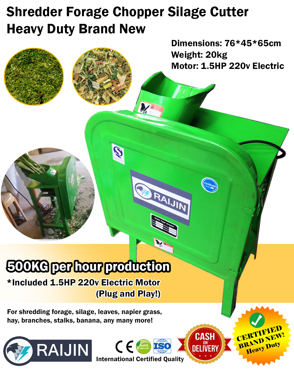 mini shredder forage chopper chaff cutter Brand New Raijin Brand ...