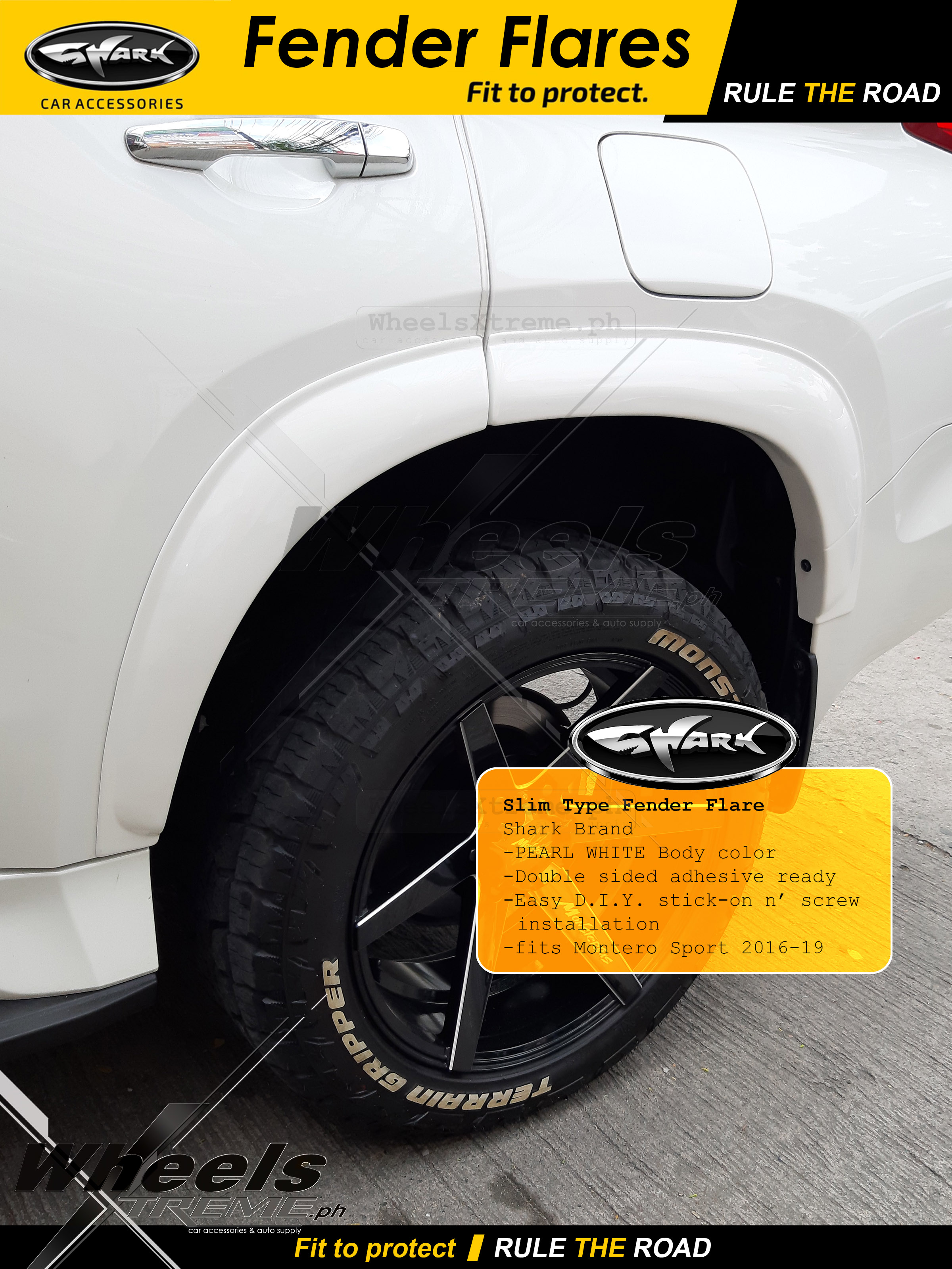 Montero Sport 2016-2019 body color Shark SLIM FENDER FLARE ( Montero ...