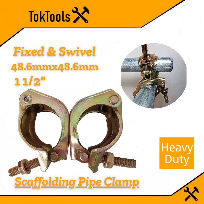 Scaffolding Pipe Clamp Swivel & Fixed Clamp 1 1/2" Heavy Duty Per Pcs ...