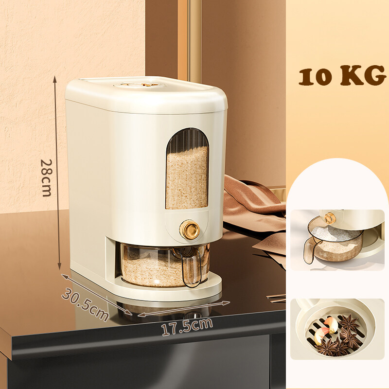 10/25kg Sealed Rice Bucket Grain Dispenser Storage Box Automatic Rice ...