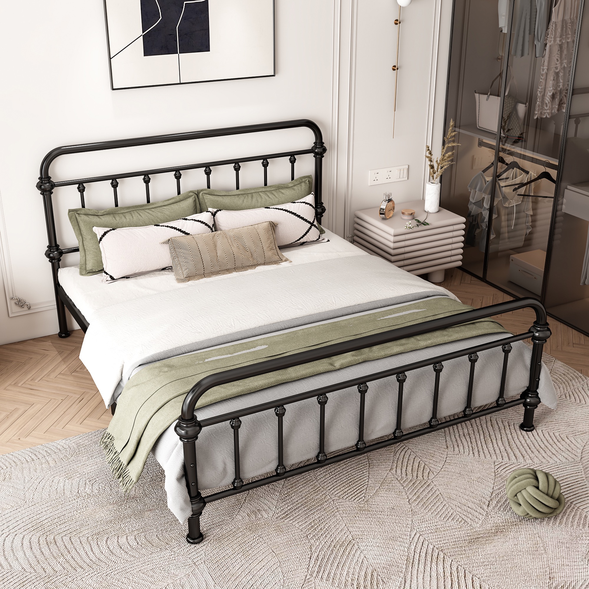 MEITIAN Bed Frame Metal Iron Bed Frame Detachable Stainless Steel Bed ...