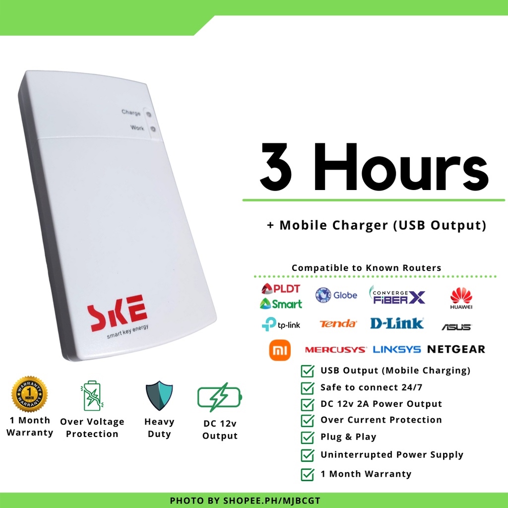 MJBCGT Mini UPS for PLDT Converge Smart SKY and Globe Router DVR NVR and CCTV [12v - 1A to 3A ...